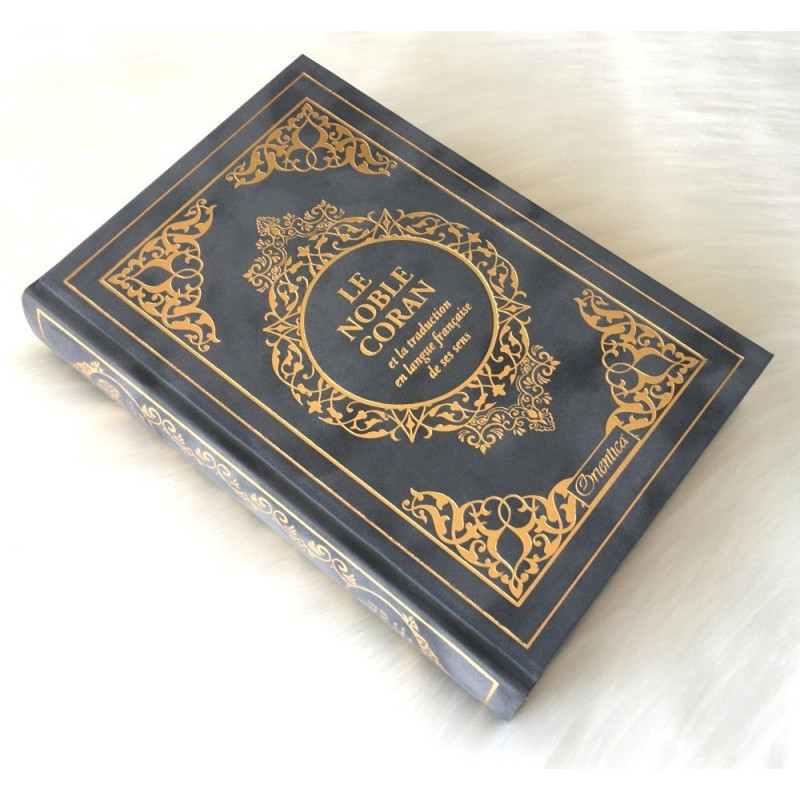 Le Noble Coran Gris Anthracite Doré - Edition de Luxe Couverture Daim ...
