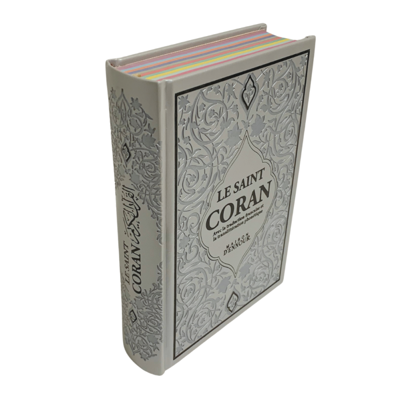 Livre Le Saint Coran Argenté- Couverture Daim - Fr/ Ar/ Ph- Al Hidayah