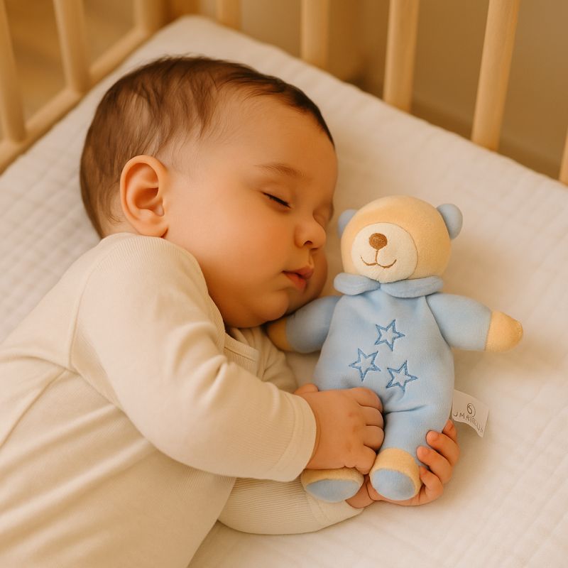 Nounours avec Grelot Bleu sans les yeux - Peluche bébé - Soundouss